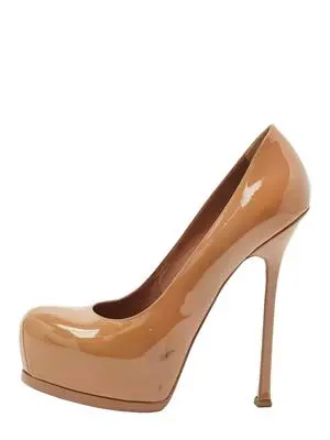 Saint Laurent 150mm Patent-leather Platform Pumps - Neutrals