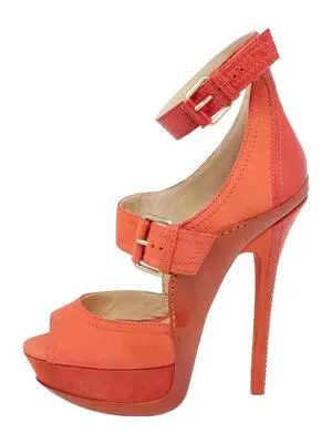 JIMMY CHOO 150mm Buckled Platform Sandals - Orange