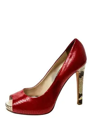 GIUSEPPE ZANOTTI 120mm Python-embossed Peep-toe Pumps - Red