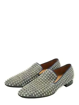 CHRISTIAN LOUBOUTIN Denim Spike Loafer - Grey