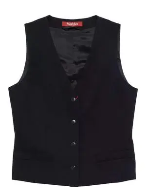 Max Mara Buttoned V-neck Gilet - Blue