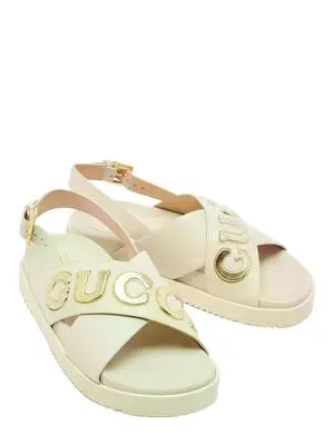 Gucci Logo-detail Leather Sandals - Neutrals