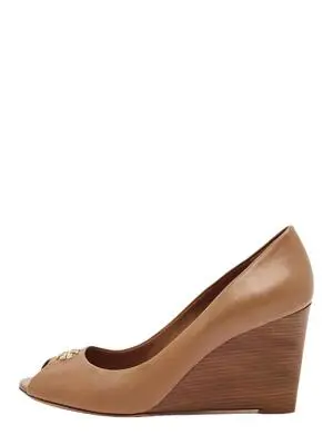 Tory Burch Reva Leather Peep-toe Pumps - Brown