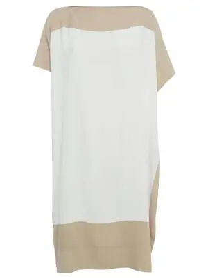 Dior Crepe Colorblock Dress - White