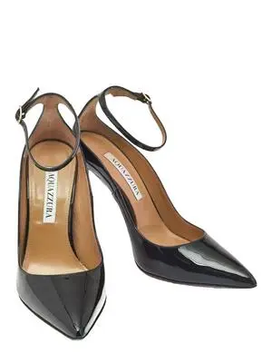 AQUAZZURA Love Affair Pointed-toe Patent-leather Pumps - Black