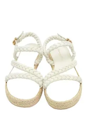 GIANVITO ROSSI Braided Leather Platform Espadrilles - White