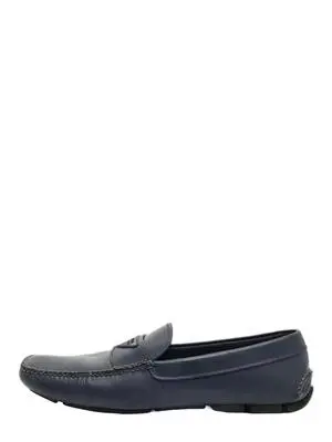Prada Leather Logo-detail Loafers - Blue