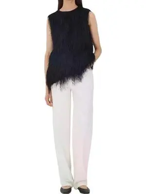 Loulou De Saison Yasmin Fringed Sleeveless Vest - Black
