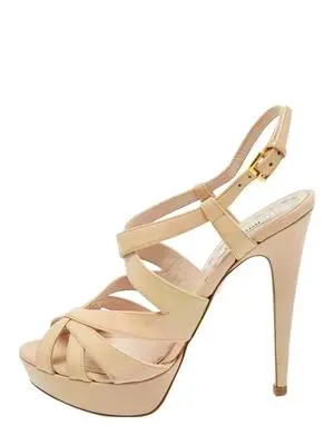 Miu Miu Patent-leather Heeled Sandals - Neutrals