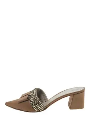 GINA Crystal Embellished Mules - Brown