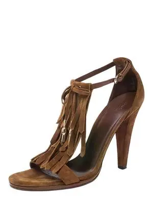 Gucci 110mm Fringe-detail Sandals - Brown
