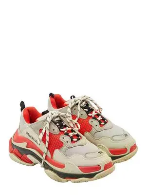 Balenciaga Triple S Leather Panelled Sneakers - Neutrals