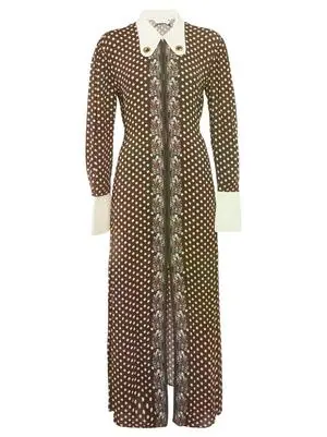 Chloé Polka-dot Crepe Midi Dress - Brown