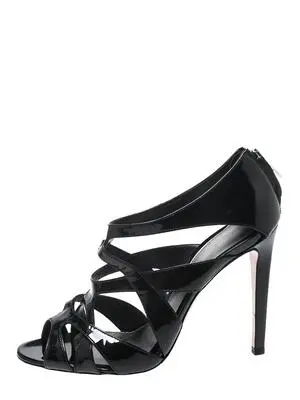 GIANVITO ROSSI 105mm Patent Leather Cage Sandals - Black