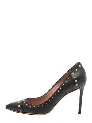 Gucci Gg Studded Leather Pointed Pumps - Black