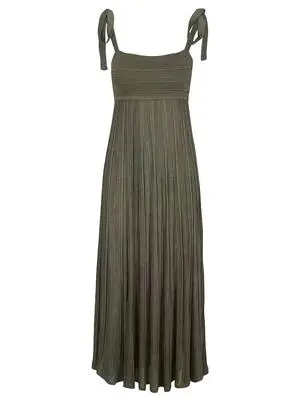 ZIMMERMANN Wanderlust Tie-Shoulder Pleated Midi Dress