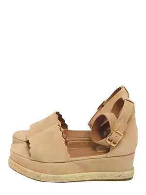 CHLOÉ Lauren Scalloped-Trim Platform Sandals