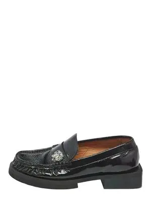 GANNI Crystal Embellished Leather Loafers - Black