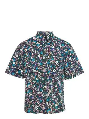 Off-White Floral Cotton Shirt - Blue