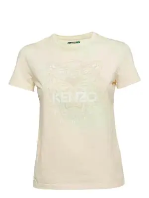 Kenzo Tiger-motif Cotton T-shirt - Neutrals