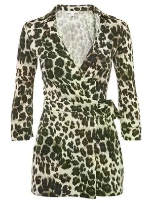Diane Von Furstenberg Leopard-print Wrap Playsuit - Neutrals