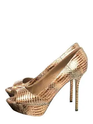 SERGIO ROSSI 125mm Snakeskin Platform Pumps - Brown