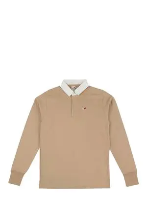 NEW BALANCE Ribbed Cuffs Cotton Polo Shirt - Brown