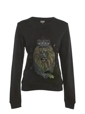 Just Cavalli Lion-embroidered Sweatshirt - Black