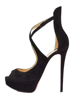 CHRISTIAN LOUBOUTIN 155mm Suede Heeled Sandals - Black