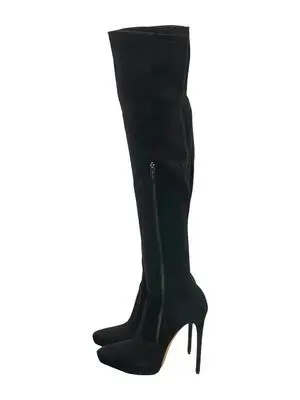 LE SILLA Suede Platform Over-the-knee Boots - Black