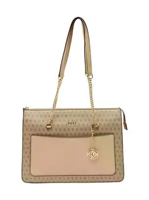 Dkny Monogram Logo-plaque Tote - Neutrals