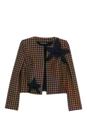 Oscar De La Renta Orchid Embroidered Tweed Jacket - Brown