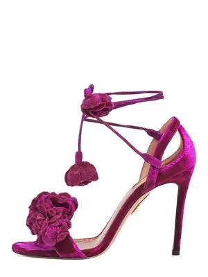 AQUAZZURA 100mm Velvet Sandals - Pink
