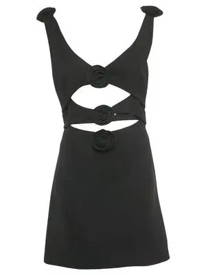 Magda Butrym Cut-out Floral Appliqué Mini Dress - Black