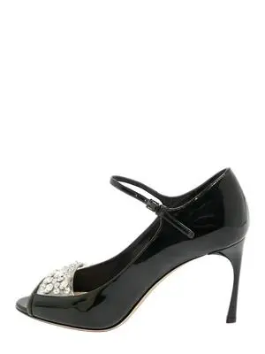 Miu Miu Open-toe Crystal Pumps - Black