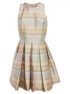 Armani Exchange Pleated Stripe Dress - Beige