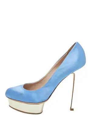 LE SILLA Satin Platform Pumps - Blue