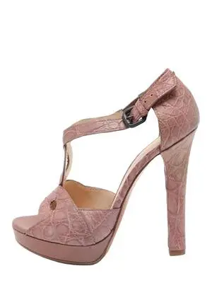 Bottega Veneta 130mm Crocodile-embossed Platform Sandals - Pink