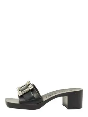 SERGIO ROSSI Crystal Embellished Block Heel Sandals - Black