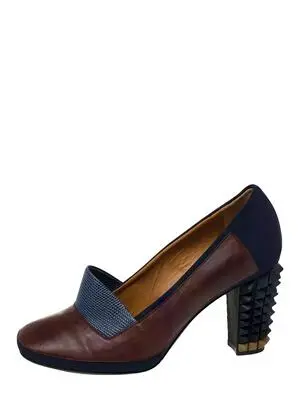 Fendi 90mm Studded-heel Leather Pumps - Brown