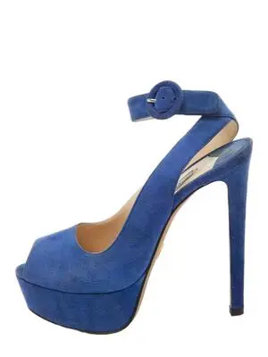 Prada 70mm Platform Buckle Sandals - Blue