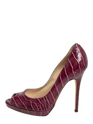 JIMMY CHOO 130mm Crocodile-embossed Peep-toe Pumps - Red