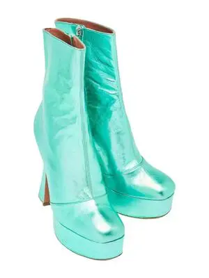 Amina Muaddi 140mm Platform Ankle Boots - Green