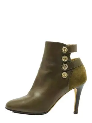 JIMMY CHOO 90mm Troop Leather Ankle Boots - Green