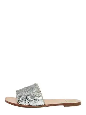 Tory Burch Sequin-embellished Flat Sandals - Silver