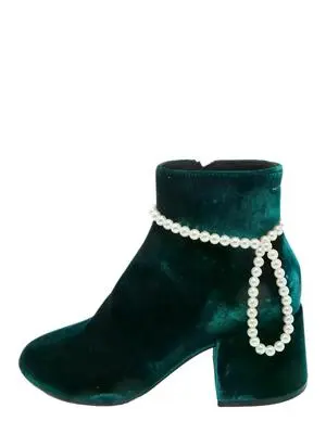 MAISON MARGIELA Pearl-embellished Ankle Boots - Green