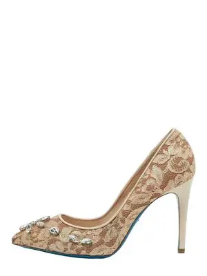 LORIBLU 105mm Lace Crystal-embellished Pumps - Neutrals