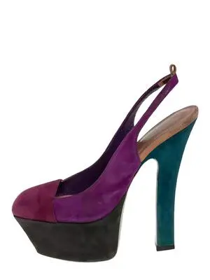 Saint Laurent 140mm Colour-block Slingback Pumps - Purple