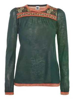 Missoni Embroidered Long Sleeve T-shirt - Green