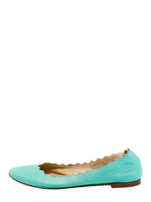 Chloé Scalloped Leather Ballet Flats - Blue